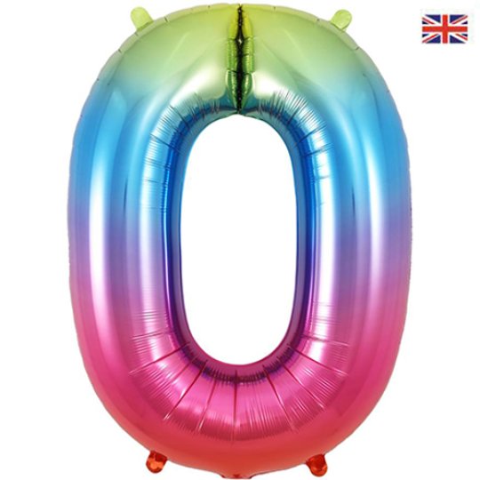 Rainbow Numbers 0-9 Foil Helium Balloon 34"